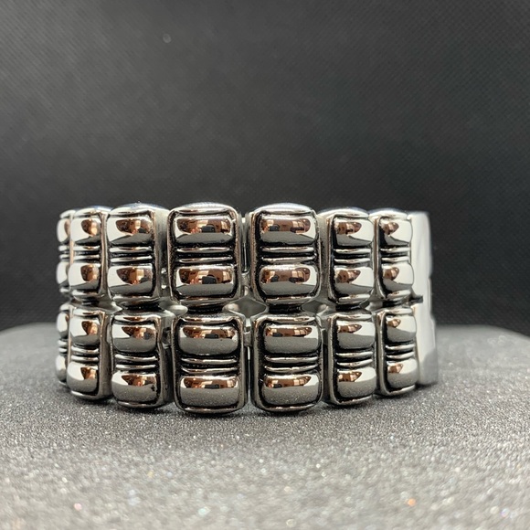 PJM | Jewelry | Stainless Steel Bold Double Row Bracelet | Poshmark